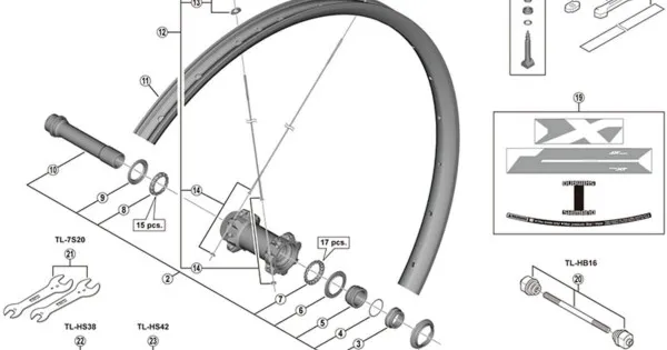 Shimano WH-M8100-TL-F15-B-29 complete hub axle